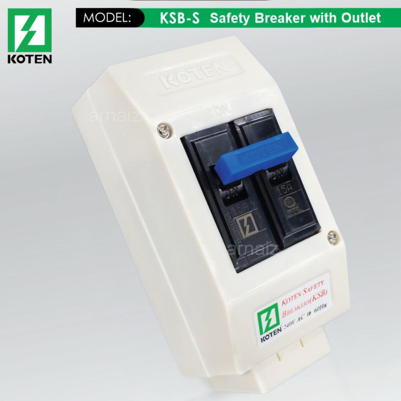 Koten KSB-S Safety Breaker With Outlet 2P 15 20 30 40 50 60 70 100 Amp – Arnaizph