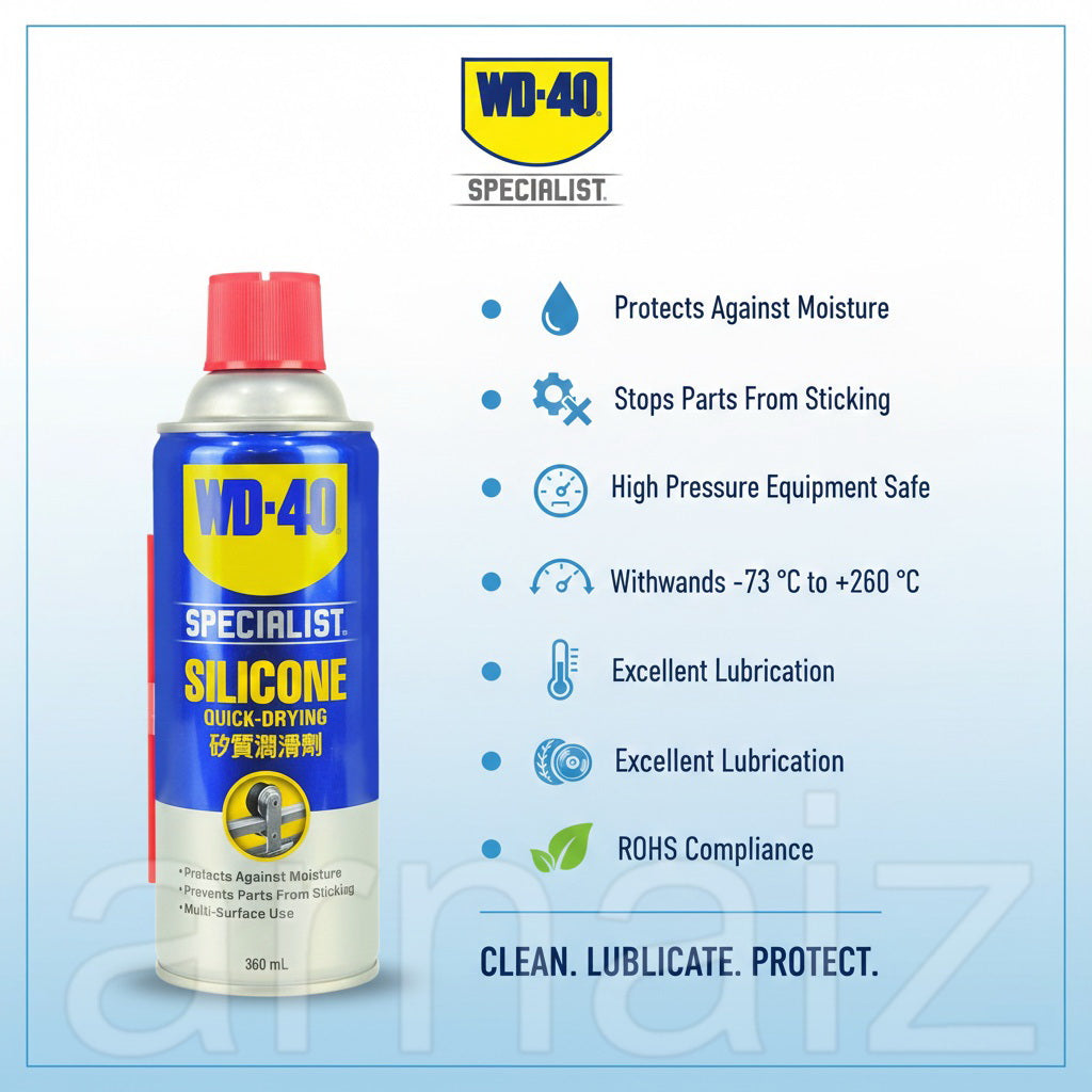 WD-40 Specialist High Performance Silicone Lubricant 360ml WD40 Quick ...