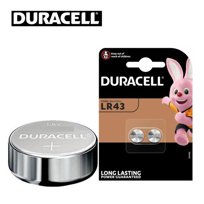 Duracell LR43 186 V12GA (2pcs) 1.5v Alkaline Button Cell Battery in Bl ...