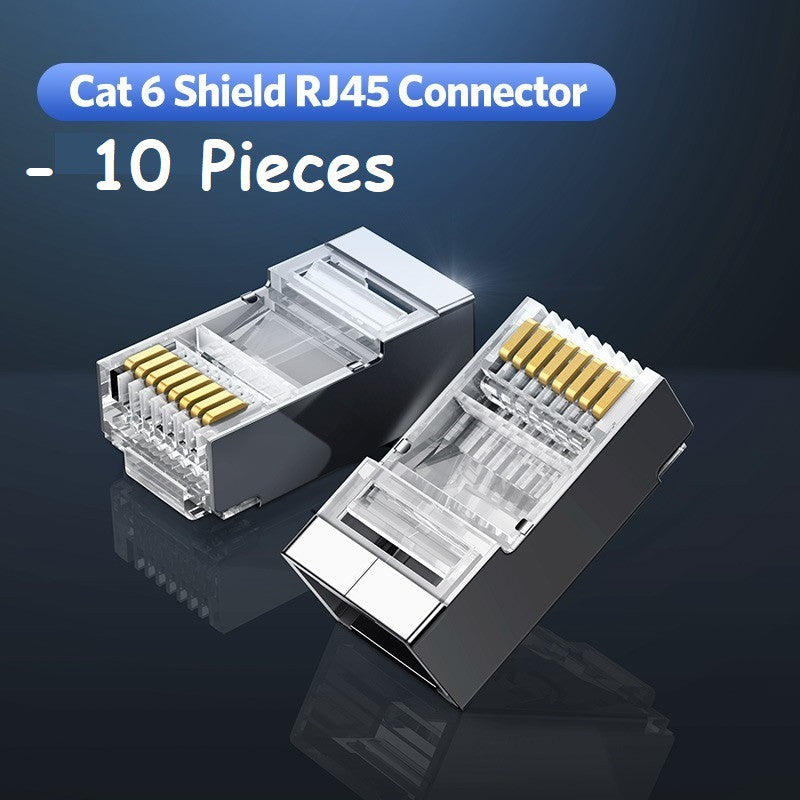 Cat6 RJ45 Shielded Connector 8P8C Modular Ethernet Cable Head Plug Gol ...