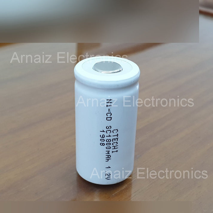 Sub C Size NiCd Rechargeable Battery 1800mAh SC 1.2V Plain Cell for Em ...