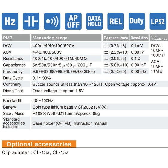 Sanwa PM3 Digital Multimeters Pocket Type AC/DC Voltmeter Resistance C – Arnaizph