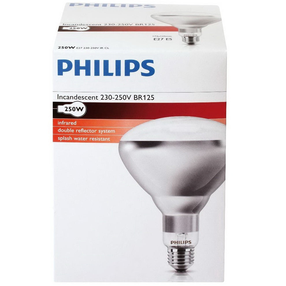 Philips Heat Lamp Bulb CLEAR Infrared Infared Incandescent R125 IR 375 ...