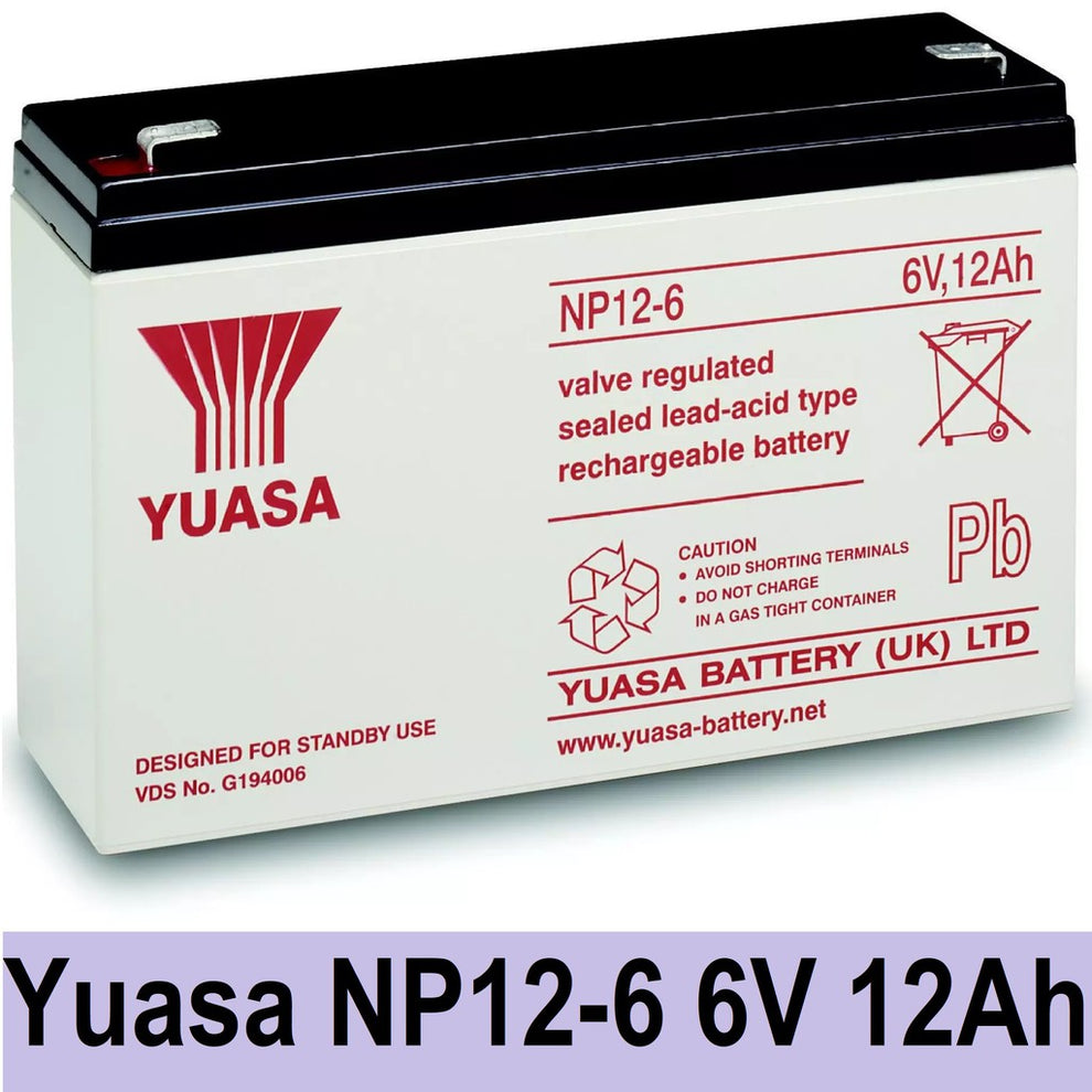 Yuasa 6V 12Ah SLA Rechargeable Battery NP12-6 Valve Regulated Sealed L ...