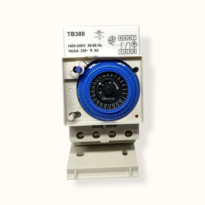 Camsco TB380 24Hr Timer / Time Switch Rail Type Base 24-Hours Timer 24 ...