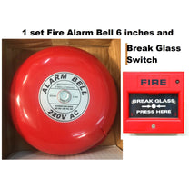 Fire Alarm System Set Fire Alarm Bell 6 inches diameter 220v with Brea ...