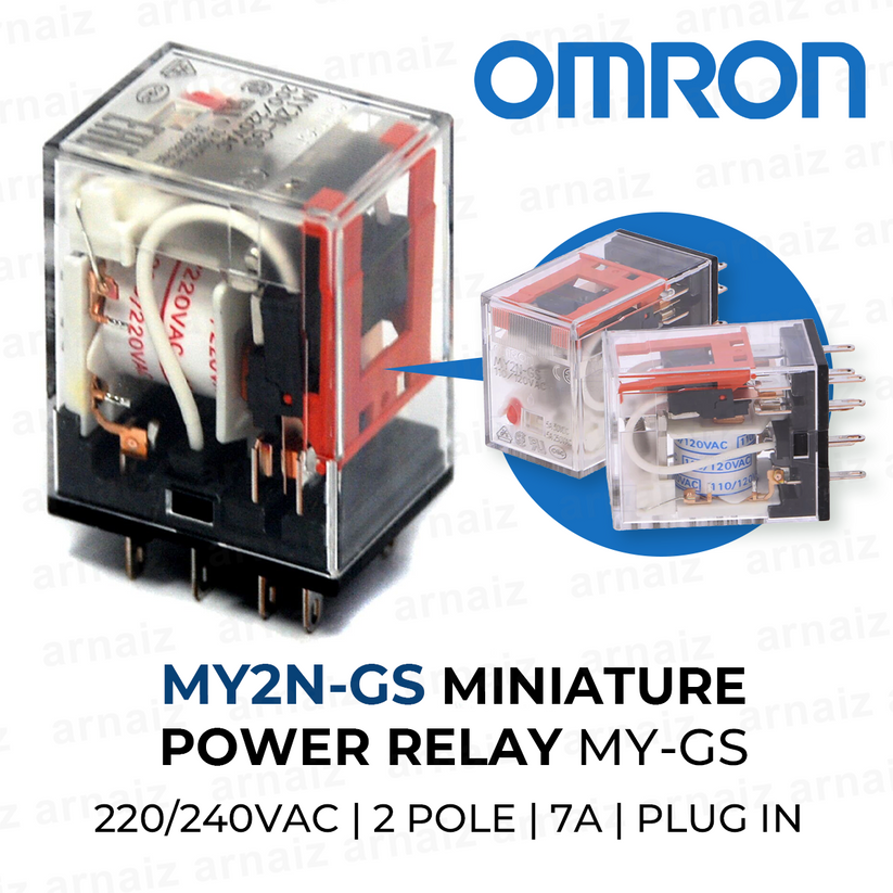 Omron MY2N-GS Miniature Plug in Power Relay 7A 5A 220/240VAC 2 Pole wi – Arnaizph