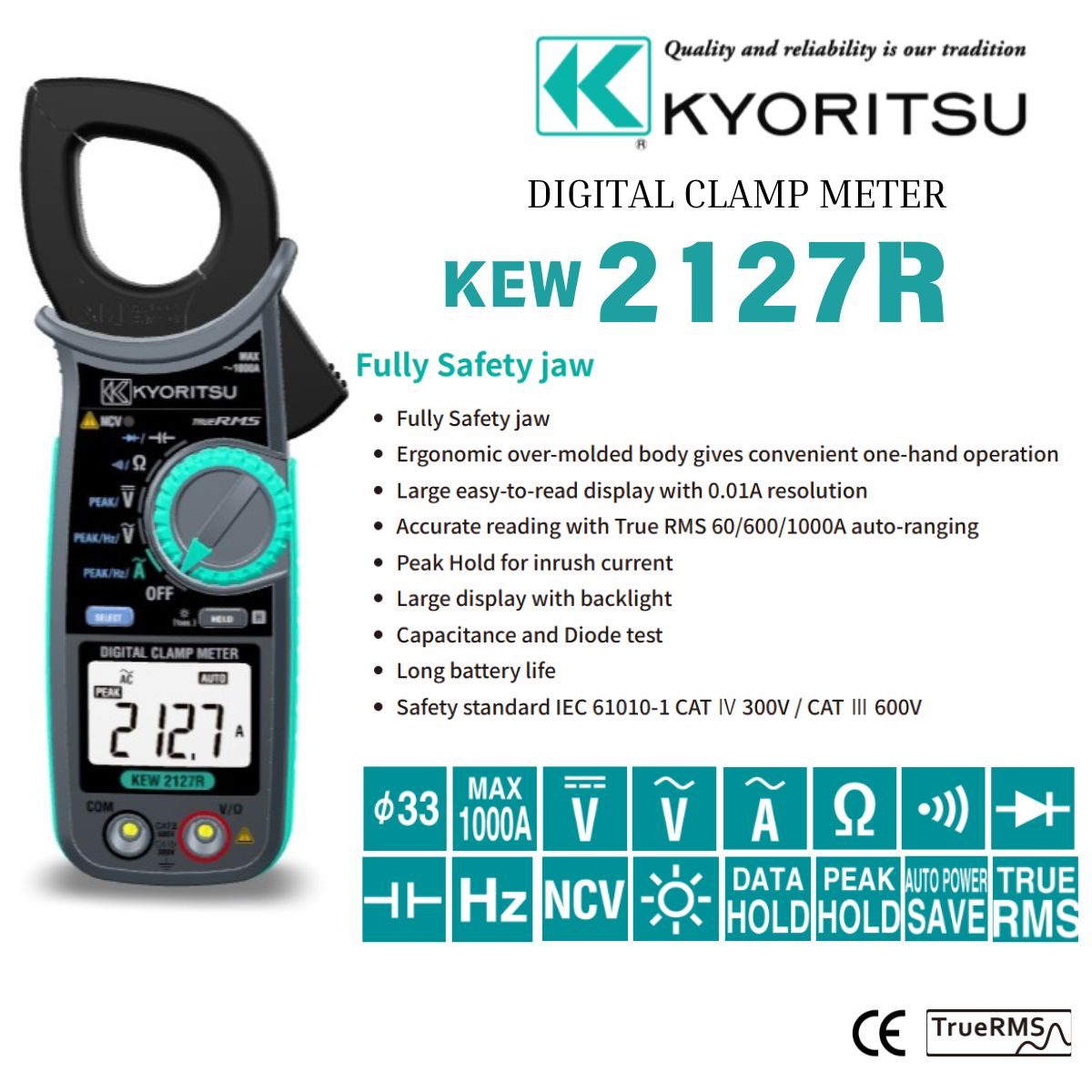 Kyoritsu 2127R AC Digital Clamp Meter Tester AC CLAMP METER KEW 2127R ...