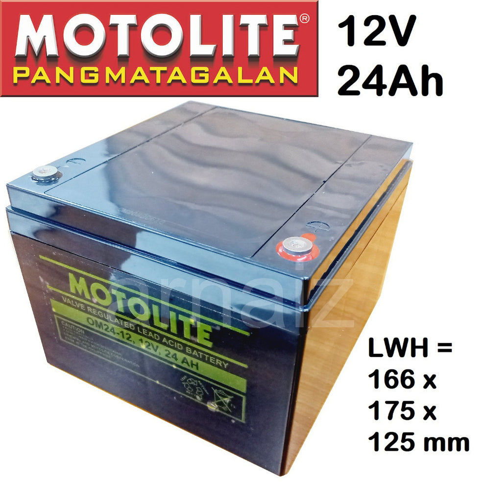 Motolite 12v 24Ah SLA Rechargeable Battery OM24-12 Valve Regulated Sea ...